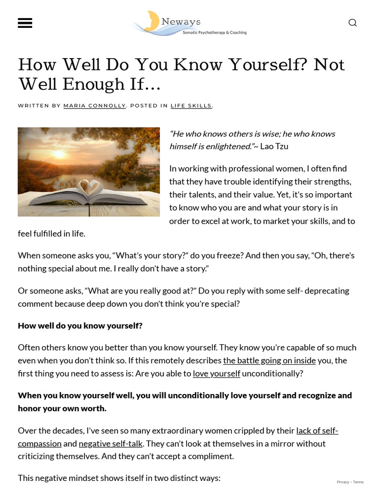 How Well Do You Know Yourself - Not Enough If... - Neways Center | PDF ...
