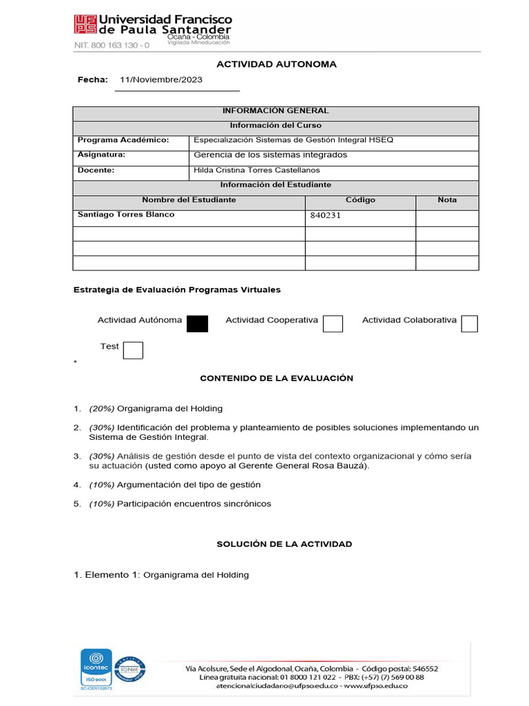 1) HSEQ - GSI - Editable Guia - Act - Aut - U1 - New | PDF | Carne | Leche