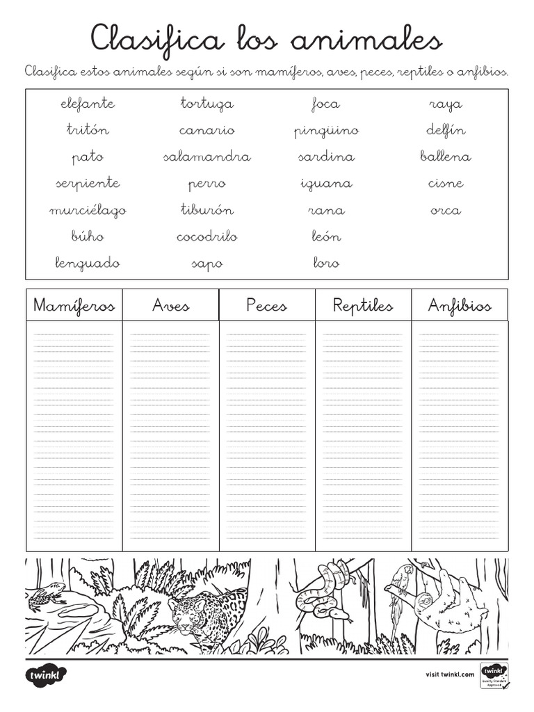Es SC 60 Clasifica Los Animales Ficha de Actividad - Ver - 1 | PDF