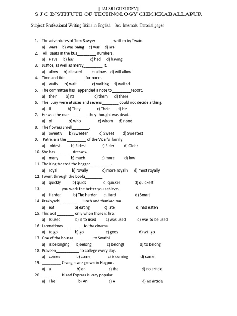 3rd internals English Tutorial paper september | PDF | Language Mechanics | Linguistics