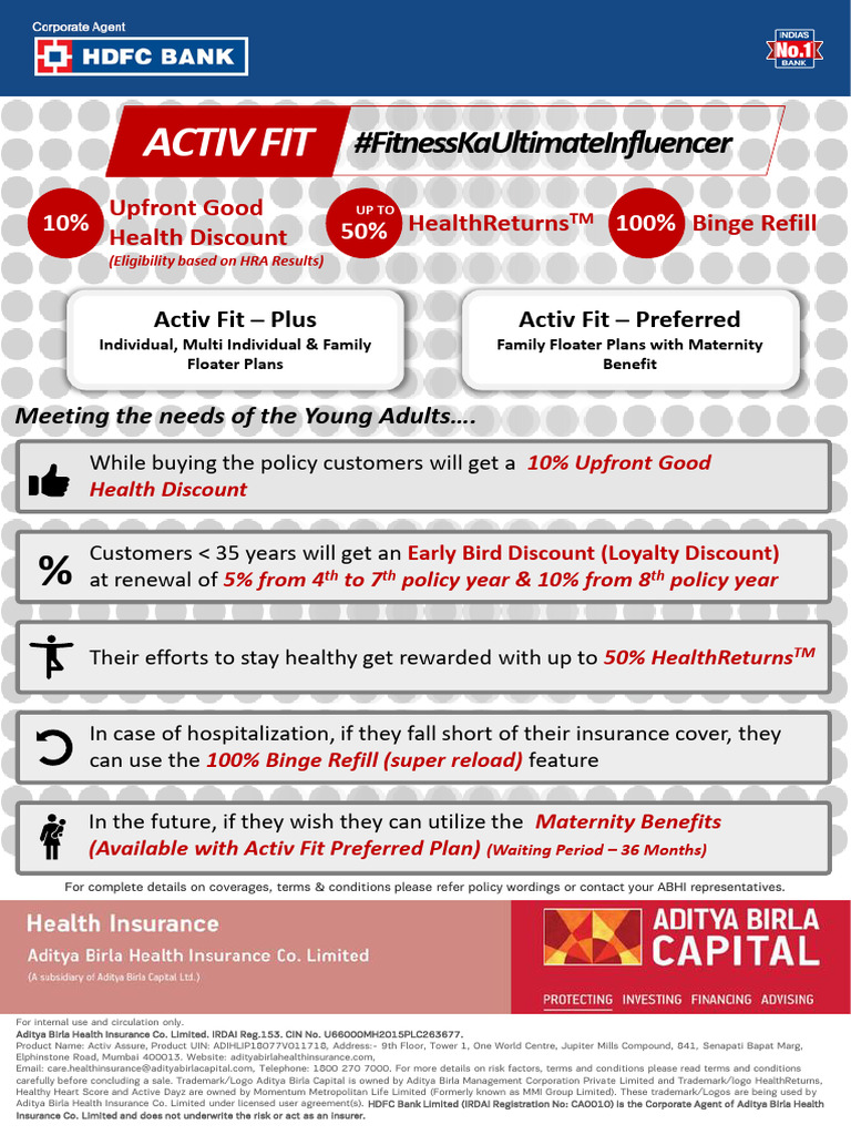 Activ Fit One Pager - HDFC v1.1 | PDF