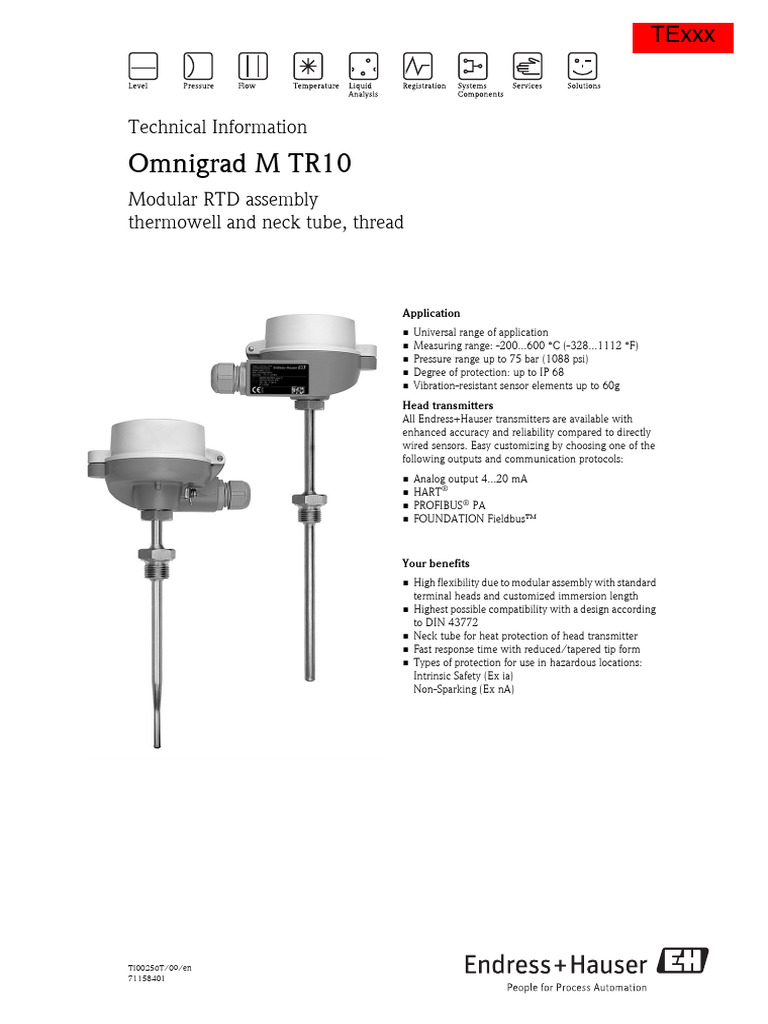 12.17 Temperature Transmitter TR10, E&H | PDF | Calibration | Applied ...