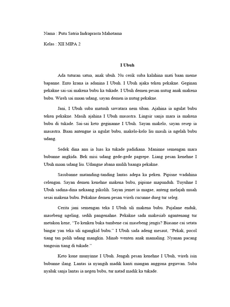 Satua Bali Pendek: I Ubuh | PDF