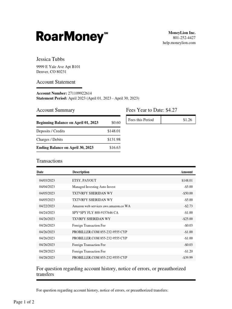 Moneylion Statement | Download Free PDF | Financial Economics ...