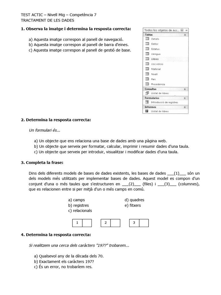 A2 C7 Questionari | PDF