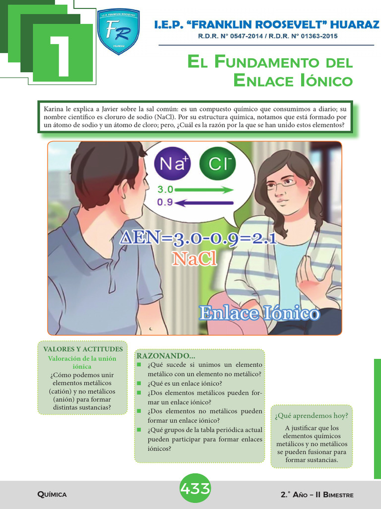 El Fundamento Del Enlace Ionico Quimica 1º Secundaria | PDF | Enlace químico | Enlace iónico