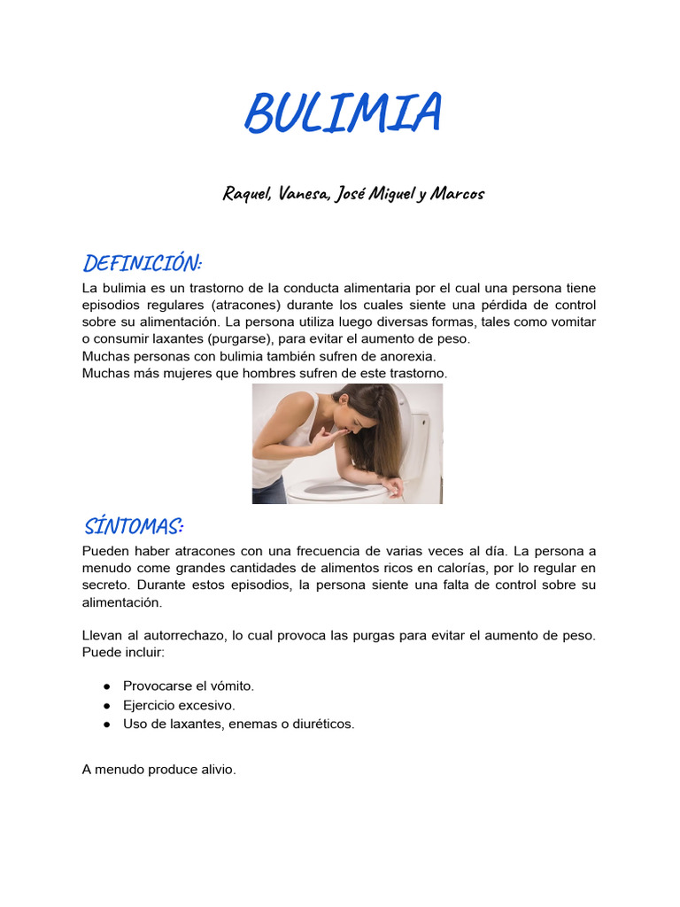 Bulimia: Síntomas y Apoyo Amistoso | PDF | Bulimia nerviosa | Desorden ...