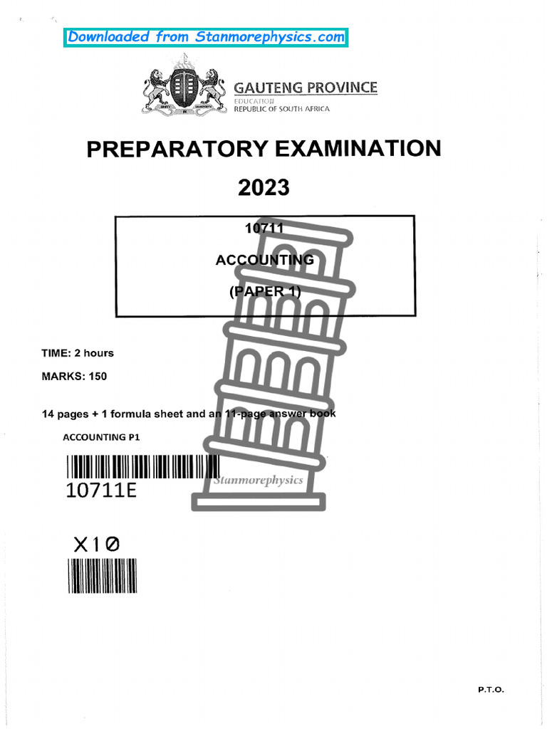 Gauteng Accounting Grade 12 Trial Exam 2023 P1 and Memo | PDF
