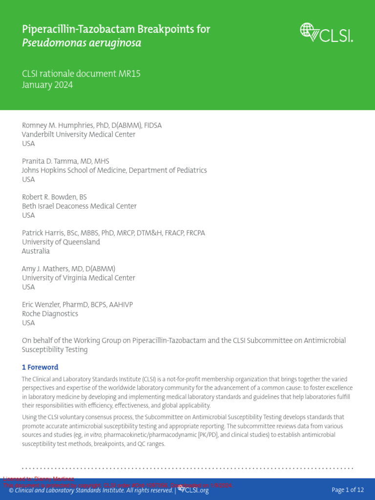 Pseudomonas Aeruginosa: Piperacillin-Tazobactam Breakpoints For ...