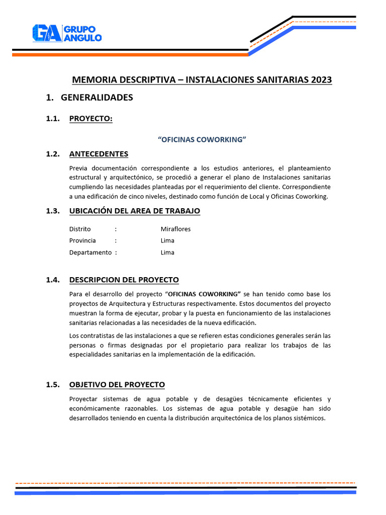 Memoria Inst. Sanitarias Vicariato | PDF Memoria Inst. Sanitarias Vicariato | PDF