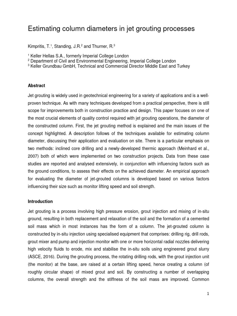 Kimpritis Et Al Jet Grouting Paper For Simplectic | PDF | Computers