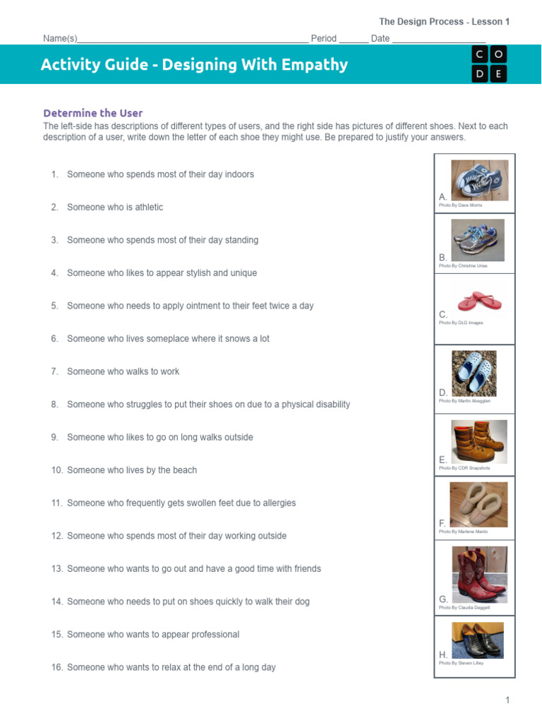 Empathy Shoe Activity Guide | PDF