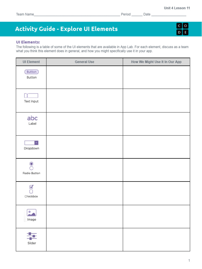 U4L11 - Activity Guide - Explore UI Elements | PDF