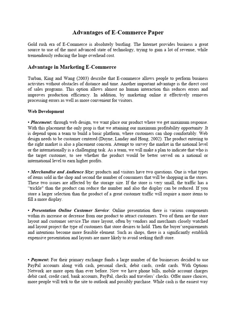 Advantages of E - Commerce | PDF | Credit Card | Retail