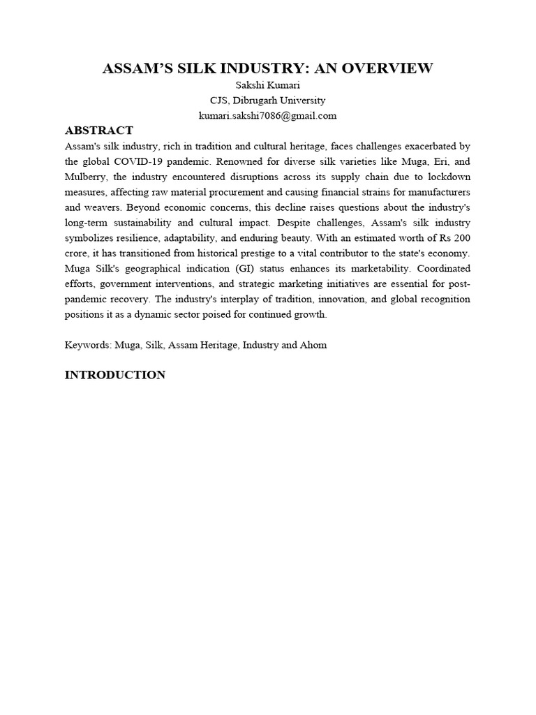 Silk Industry Pdf Silk Supply Chain