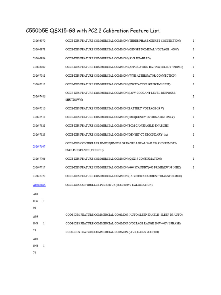 C550D5 Calibration Feature List | PDF