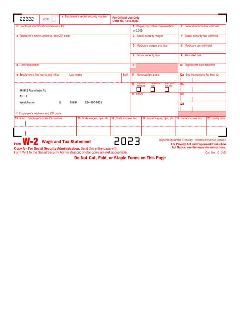 w2 Efile 2023 | PDF | Irs Tax Forms | Social Security (United States)