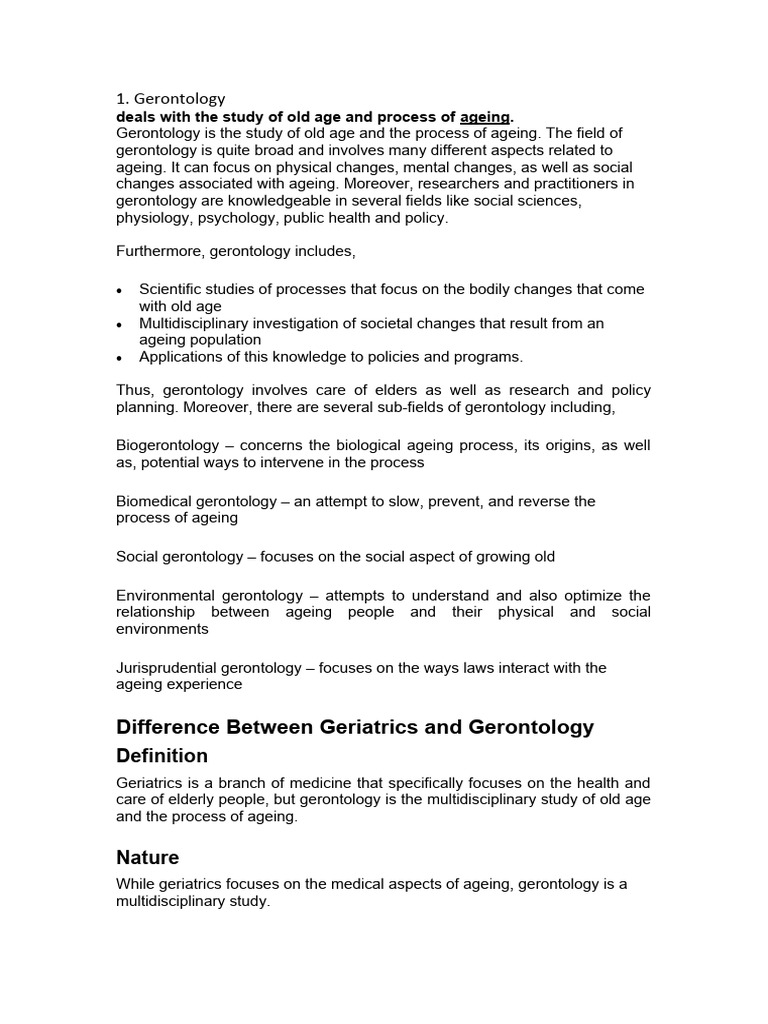 Older Adults Notes | PDF | Gerontology | Geriatrics