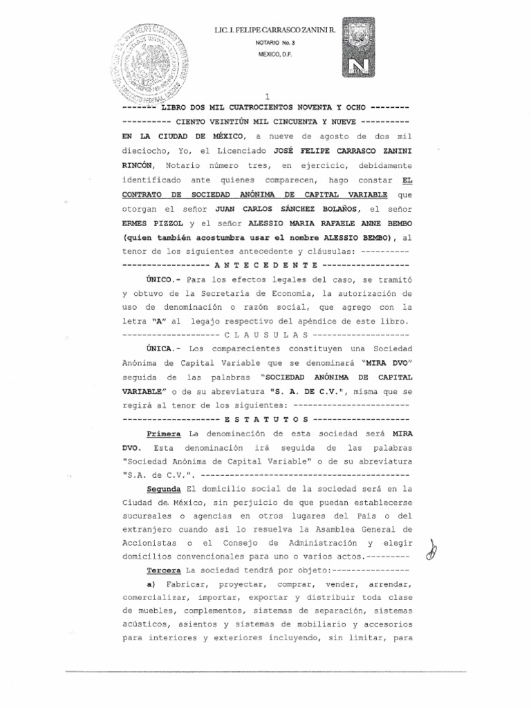 Acta Constitutiva Con Poder Notarial | PDF