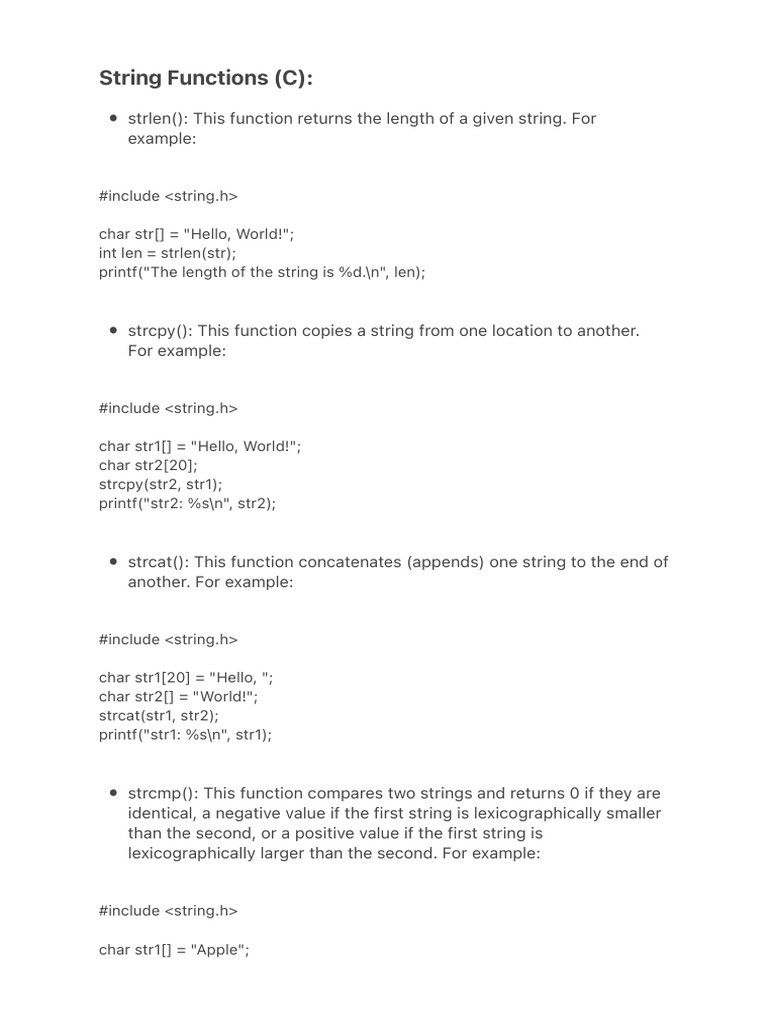 String Functions (C) | PDF | Pointer (Computer Programming) | Integer ... String Functions (C) | PDF | Pointer (Computer Programming) | Integer ...