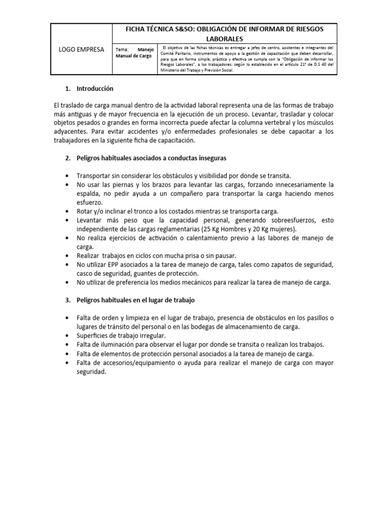Ficha Odi Capacitación MMC | PDF