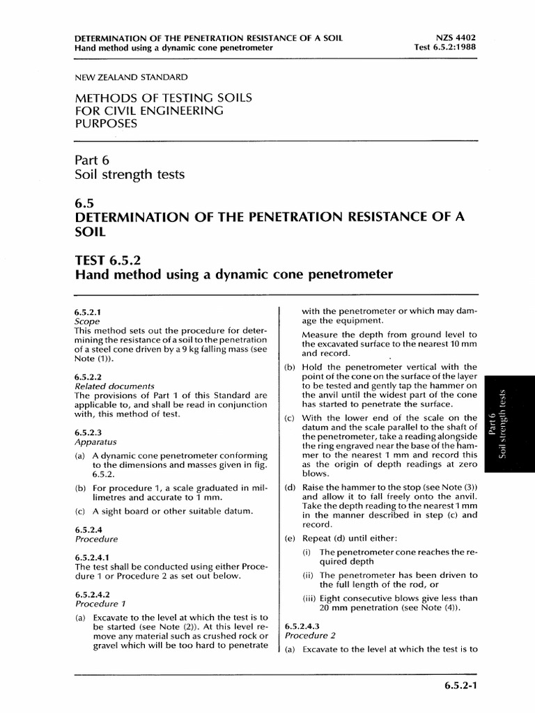 NZS 4402 Methods of Testing Soils For Civil Engineering Purposes. 1988 ...