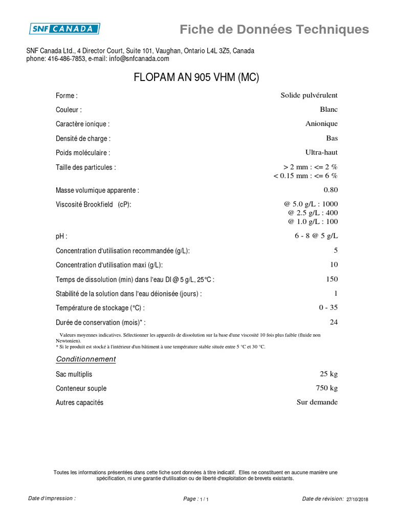 FLOPAM AN 905 VHM (MC)_TDS_CF | PDF