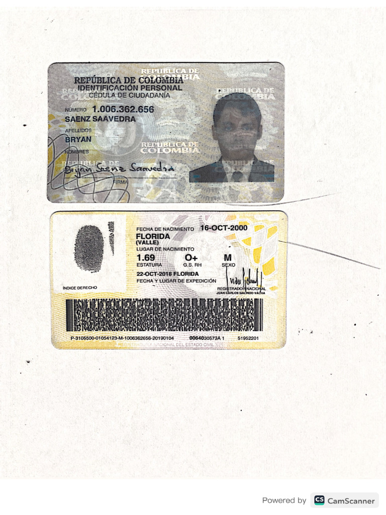 Cedula de Ciudadania Bryan | PDF