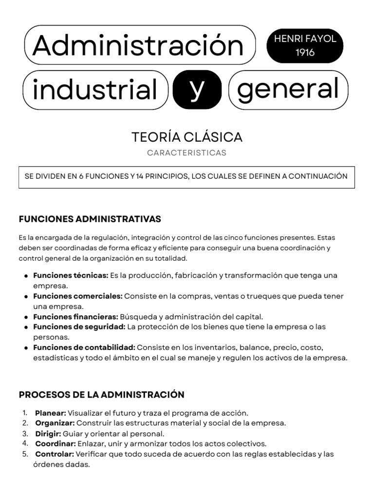 Teoria Moderna HENRY FAYOL Resumen | PDF | Business | Contabilidad