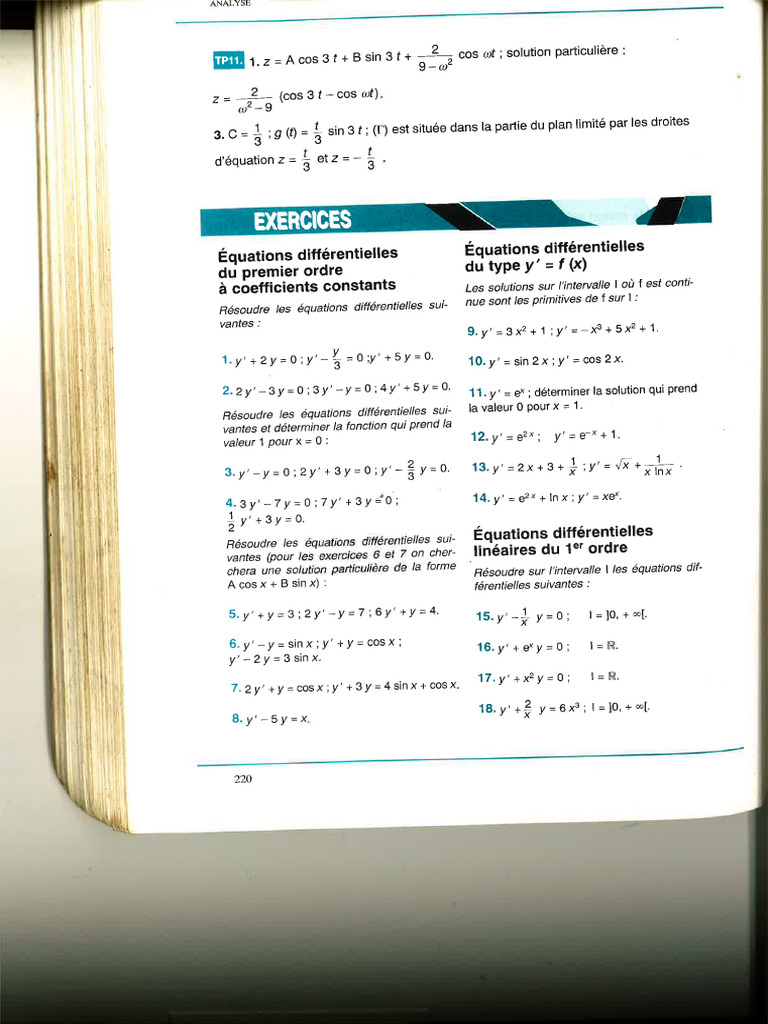 Exercices Sur Les Équations Différentielles 1 | PDF Exercices Sur Les Équations Différentielles 1 | PDF