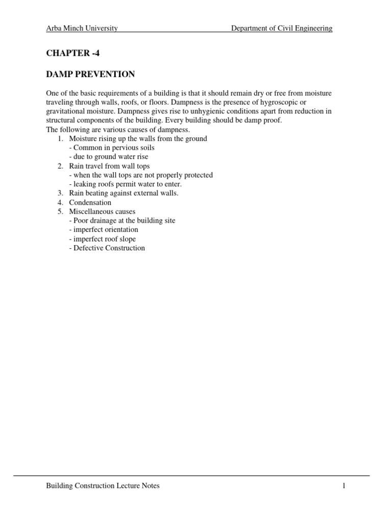 Chap-4 Damp Prevention | PDF | Concrete | Building Materials