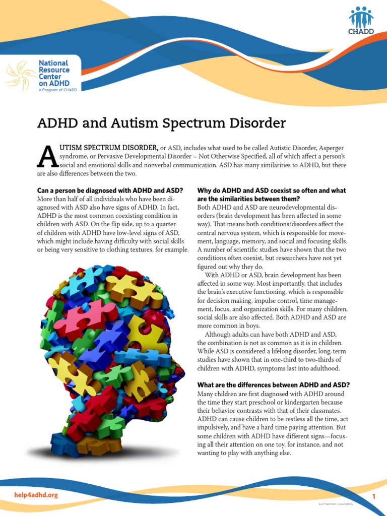 ADHD and Autism Spectrum Disorder | PDF | Attention Deficit Hyperactivity Disorder | Autism Spectrum