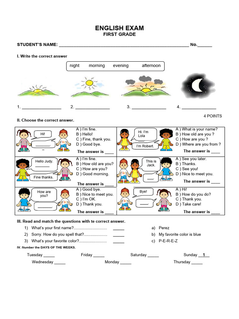 Test First Grade | PDF