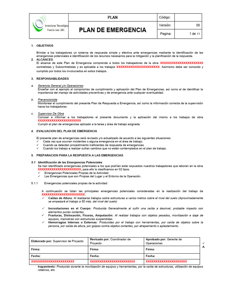 Plan de Emergencia | PDF | Primeros auxilios | Ambulancia
