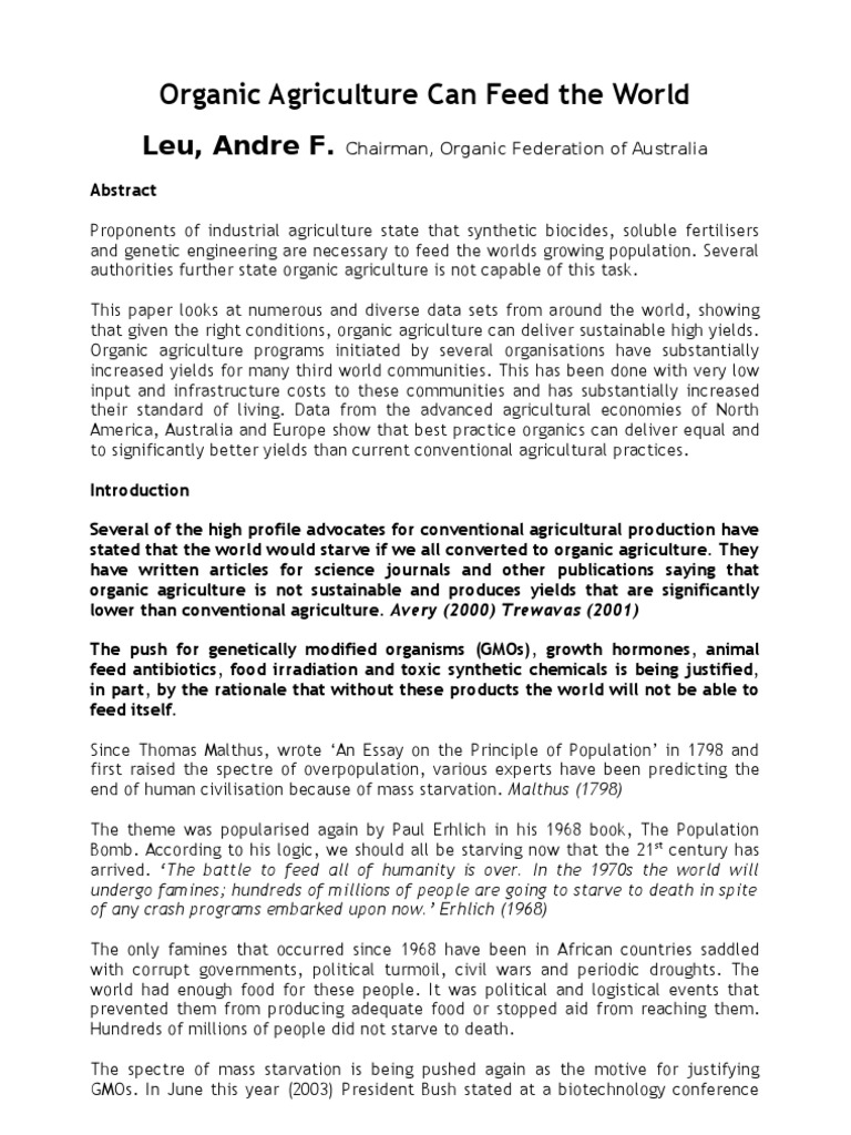 Organic Agriculture Can Feed The World | PDF | Organic Farming | Fertilizer