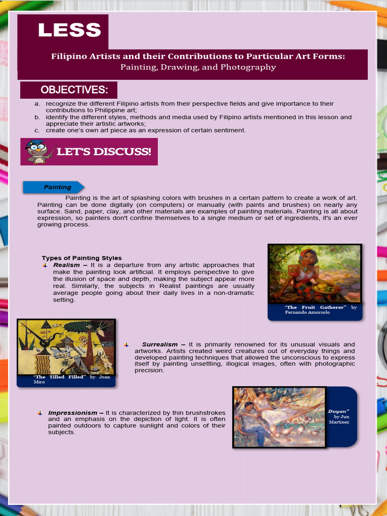 Lesson 4 Visual Arts Painting Drawing Photography | PDF | Paintings ...