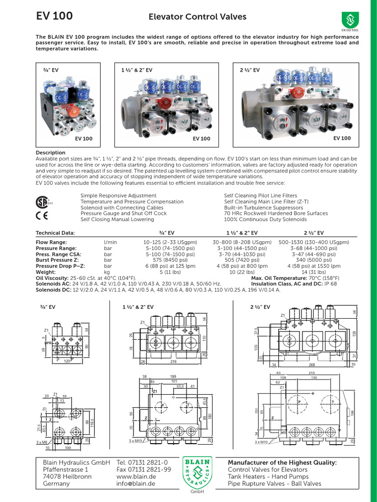 Ev100 GB | PDF | Valve | Elevator