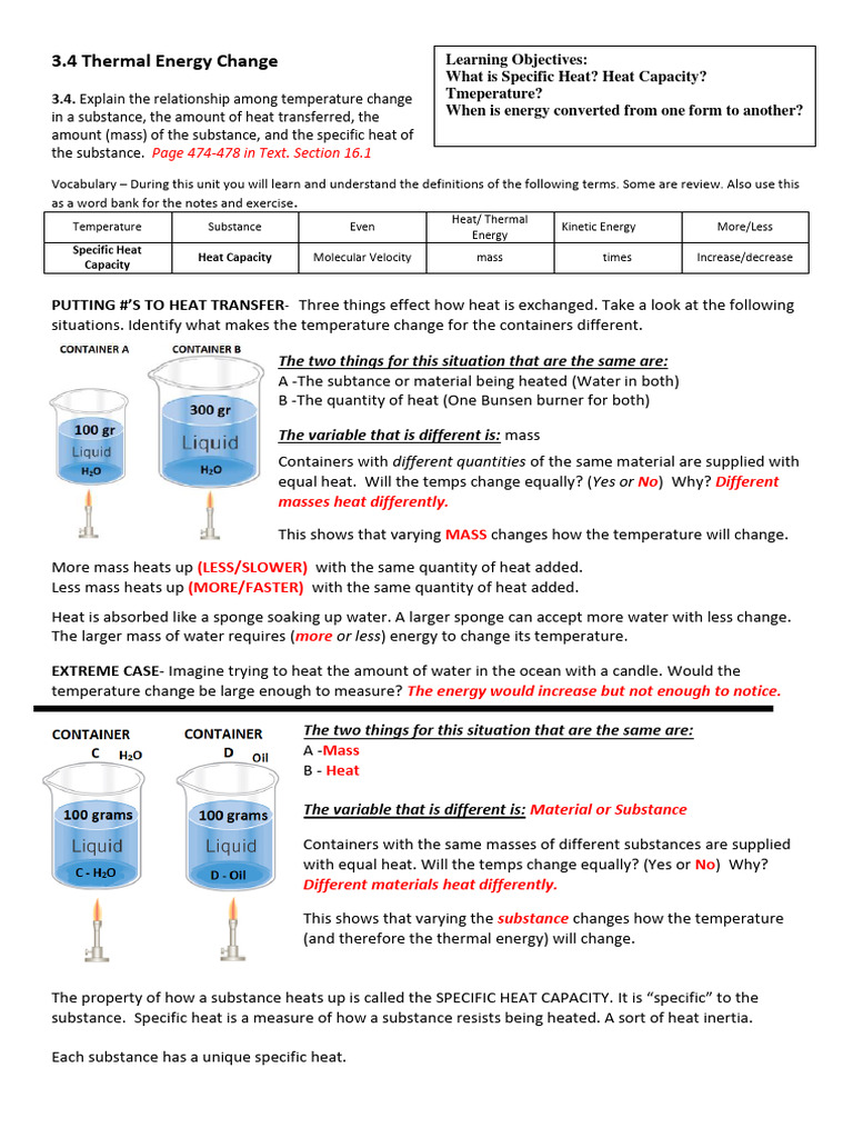 A. Specific Heat List | PDF | Heat | Heat Capacity