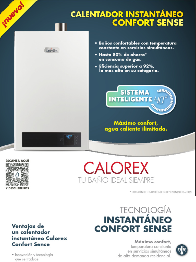Ficha - Tecnica-Calentador Agua CONFORT SENSE Calorex | PDF | Gases | Temperatura