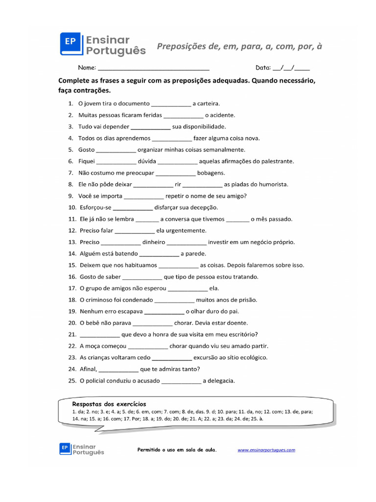 PREPOSIÇÕES | PDF