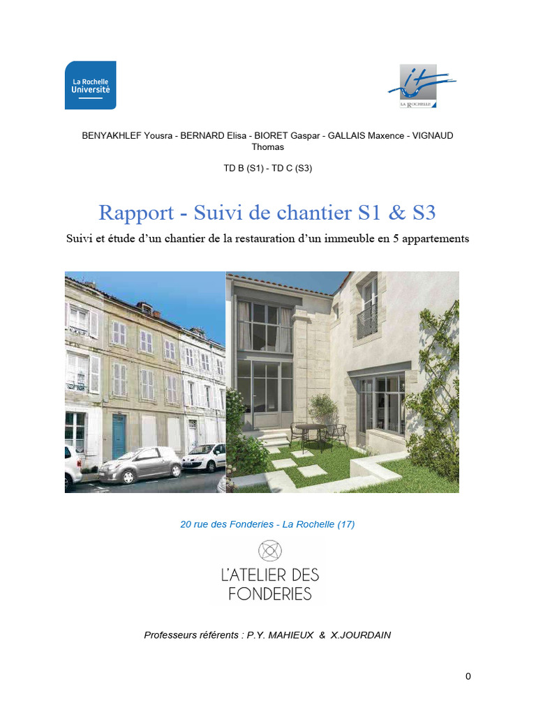 rapport suivi de chantier 1 | PDF