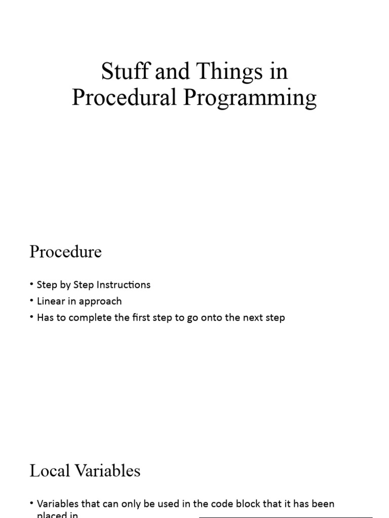 Stuff and Things in Procedural Programming | PDF