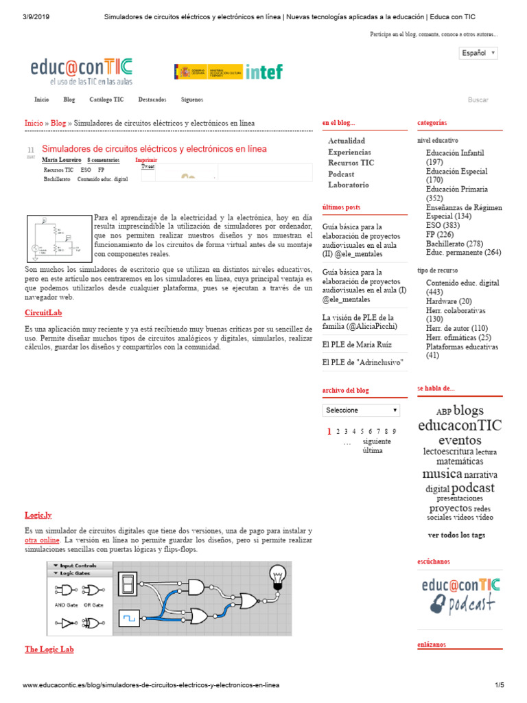 Simuladores de Circuitos Eléctricos y Electrónicos en Línea - Nuevas Tecnologías Aplicadas A La ...