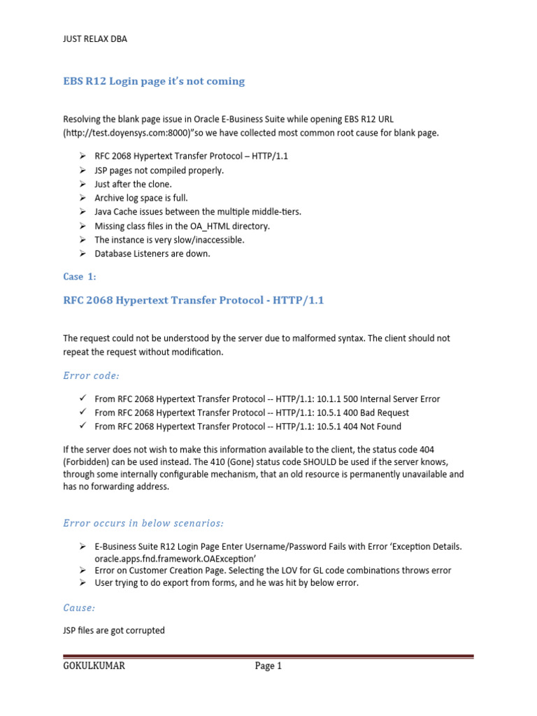 Resolving EBS R12 Login Issues | PDF | Computer Science | Computer Architecture