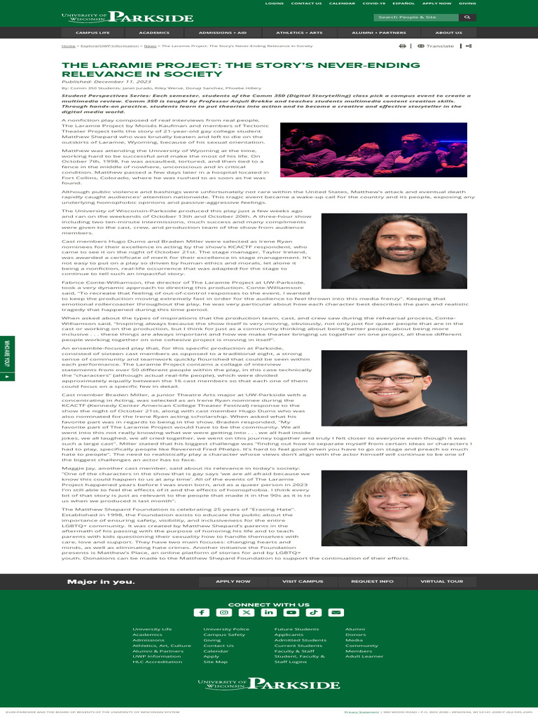 The Laramie Project: The Story'S Never-Ending Relevance in Society ...