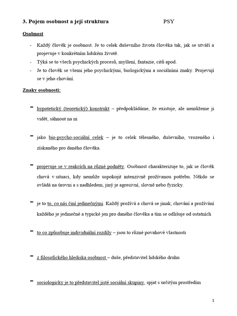 Pojem Osobnost A Její Struktura (Temperament, Charakter, Schopnosti, Motivace, Gender, Přesah ...