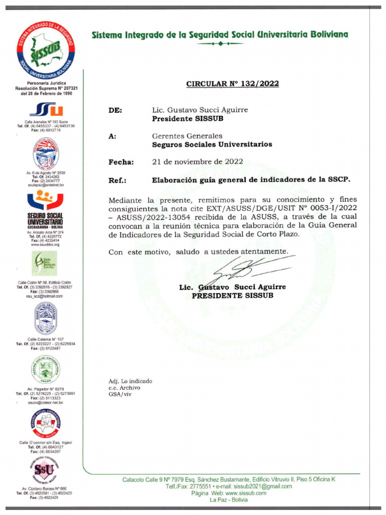 CIRCULAR #132.22 Gerentes Generales Elaboracion Guia Indicadores de La ...