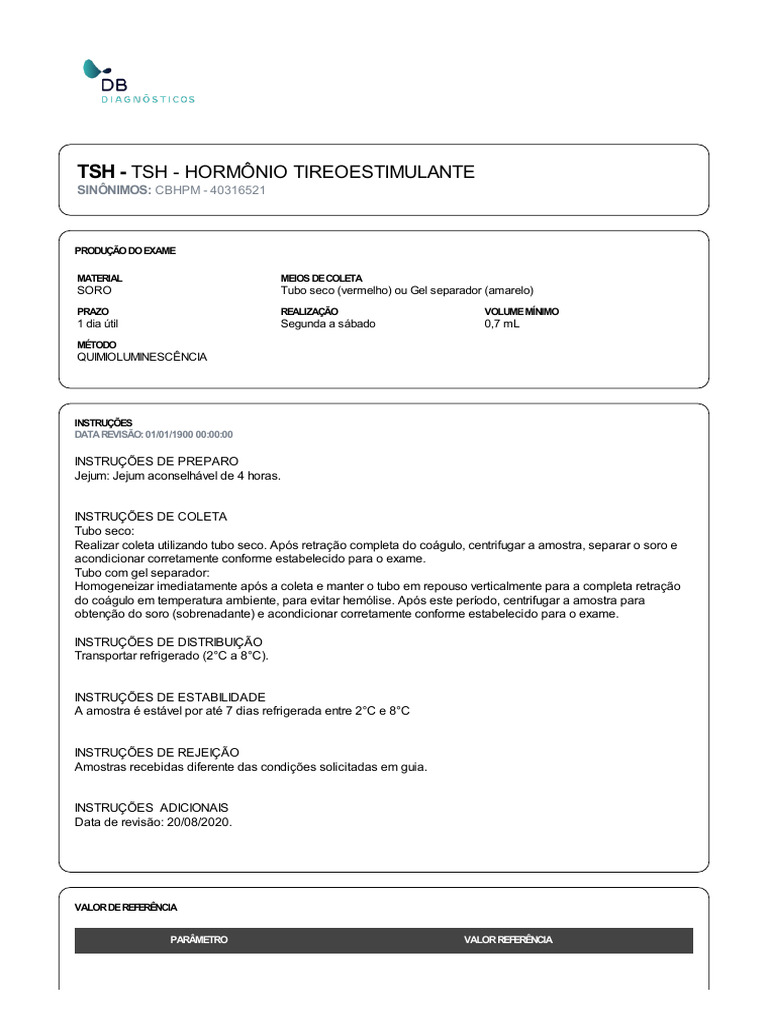 Cuidados Exame TSH | PDF | Tireoide | Hipertireoidismo