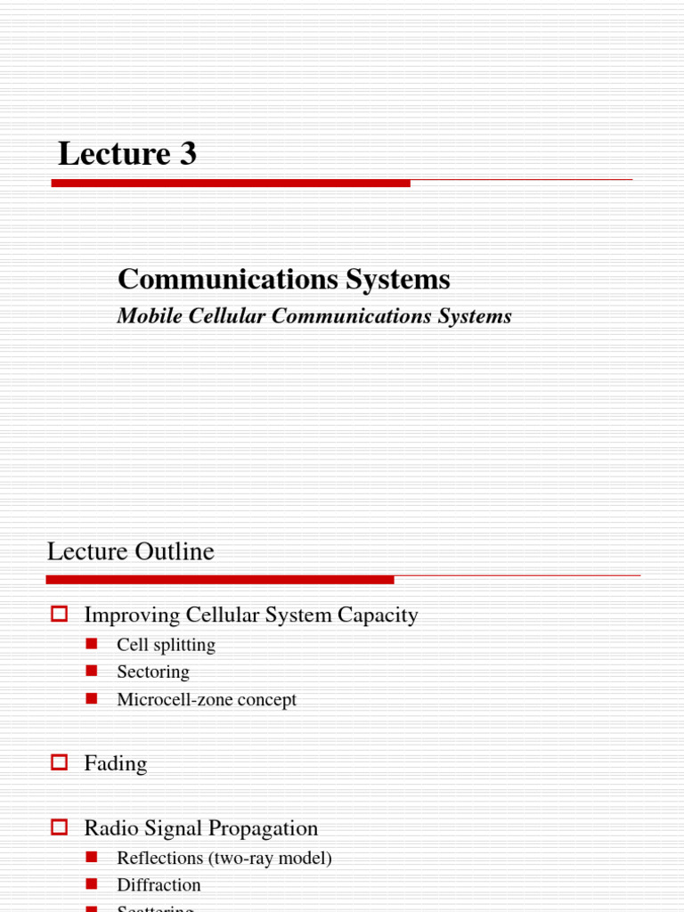 CC541-Lecture 3 | PDF | Cellular Network | Orthogonal Frequency Division Multiplexing
