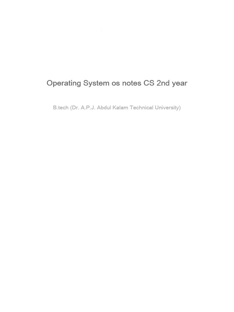 Operating System Os Notes New Cs 2nd Year | PDF | Scheduling (Computing ...